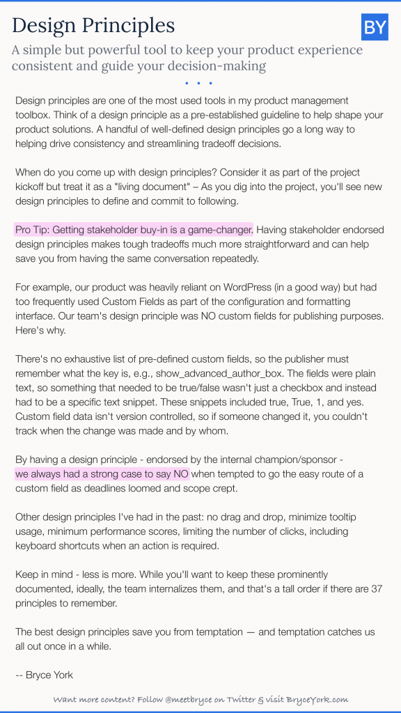 Design Principles - Bryce York - Startup Product Leader